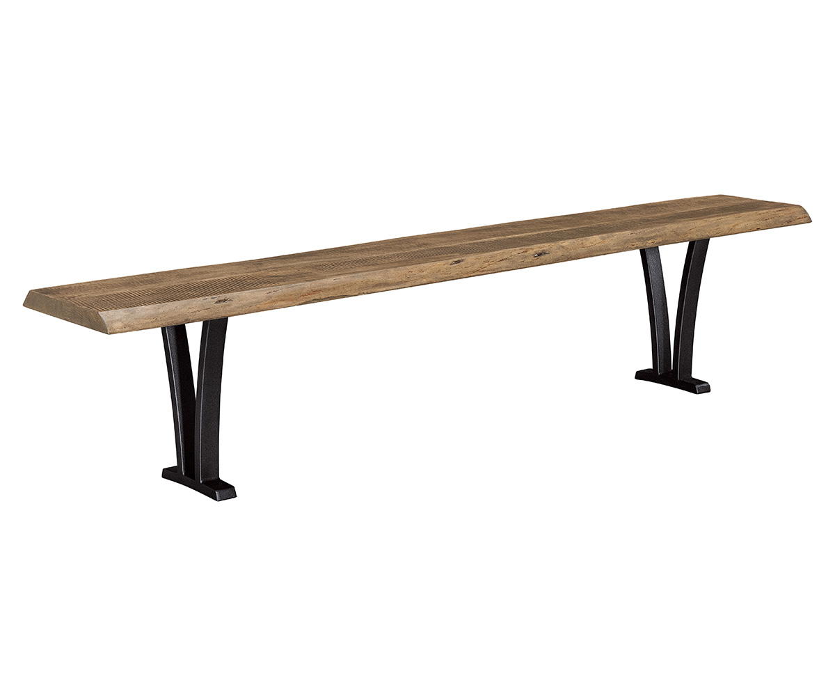 Live Edge Rough Sawn Bench with Pagosa Base - Miller House Furniture